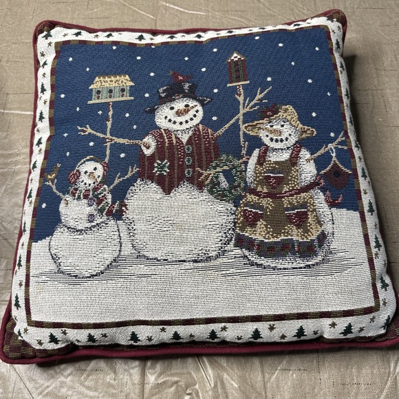 KenTex | Holiday | Kentex Tapestry Christmas Pillow Snowmen Birdhouse ...
